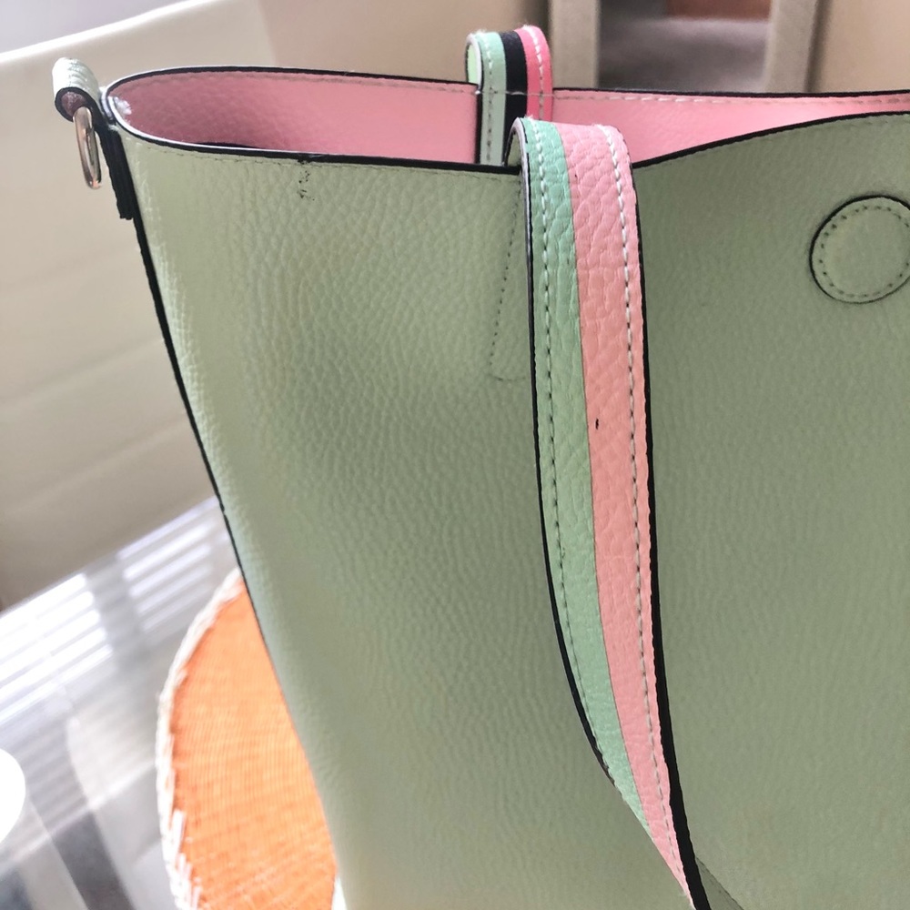 Lime Green Leather Tote Bag - Gem